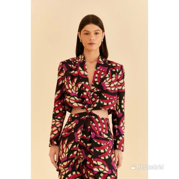 FARM Rio | Jackets & Coats | Farm Rio Black Banana Dots Cut Out Blazer ...